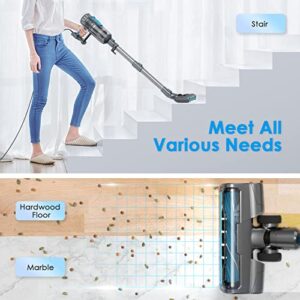 Oraimo 6 in 1 Stick Vacuum Cleaner with 29.5 Ft Cord, 14Kpa Corded Stick Vacuum Cleaner Carpet and Floor, 600W Vacuum Cleaner for Hardwood Floors with LED Bright Light