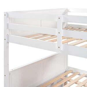 Harper & Bright Designs Full Over Full Bunk Bed for Adults Kids Teens, Full Bunk Beds with Trundle,Detachable Wood Bunk Bed Full Over Full Size with Ladder and High Guardrail,White