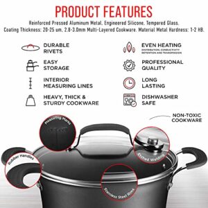 Cookware Set – 23 Piece –Black Multi-Sized Cooking Pots with Lids, Skillet Fry Pans and Bakeware – Reinforced Pressed Aluminum Metal - Suitable for Gas, Electric, Ceramic and Induction by BAKKEN Swiss