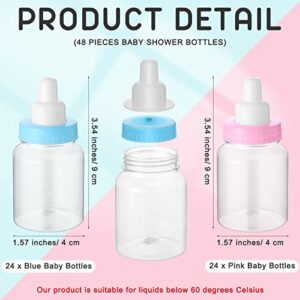 48 Set Gender Reveal Baby Shower Favors Baby Mini Milk Bottles Plastic Baby Milk Bottle 48 Pcs Mini Pacifiers Tiny Plastic Pacifiers 64 Pcs Gender Reveal Stickers Baby Shower Sticker and 2 Roll Ribbon