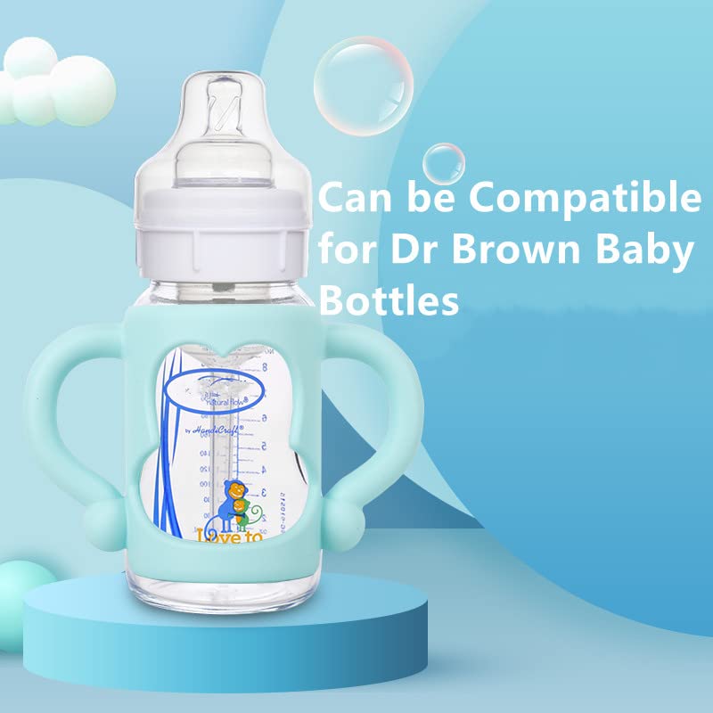 Smarbore Bottle Handles for Dr Brown Narrow Baby Bottles, 100% Silicone Baby Bottle Holder for Easy Grip, Sippy Cup Handle for Dr Brown Narrow Sippy Bottle, Teach Babies to Drink Independently, 2 Pack