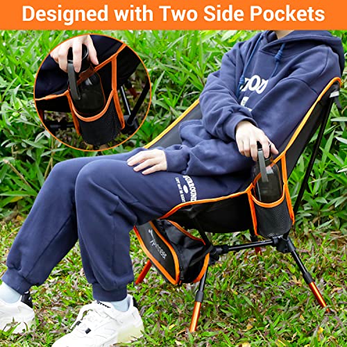 Sportneer Camping Chairs, Folding Chairs for Outside Adjustable Height Beach Chair for Adults Portable Camp Chairs Foldable Compact Backpacking Chair for Camping Hiking Picnic Outdoor (1, Orange)