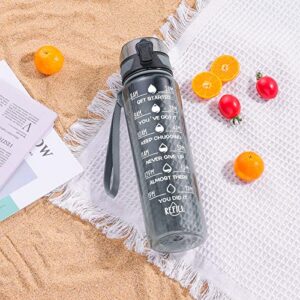 Geritto Motivational Water Bottle with Time Marker, 26/32 Oz BPA Free Water Bottles with Fruit Strainer, Wide Mouth and Fast Water Flow Motivational Water Bottle, Leak-Proof Water Bottle with Strap