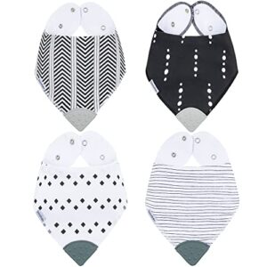 bazzle baby bandana bib teething bib with teether corners for natural teething relief cotton & fleece soak up drool bib