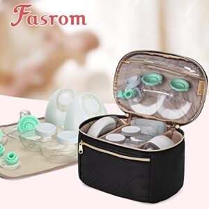 Fasrom Wearable Breast Pump Bag Compatible with Elvie, Willow Pumps and Medela Pump in Style, Portable Carrying Case with Waterproof Mat for Working Moms Travel, Black (Patent Design)