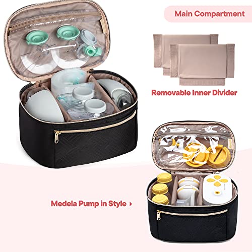 Fasrom Wearable Breast Pump Bag Compatible with Elvie, Willow Pumps and Medela Pump in Style, Portable Carrying Case with Waterproof Mat for Working Moms Travel, Black (Patent Design)