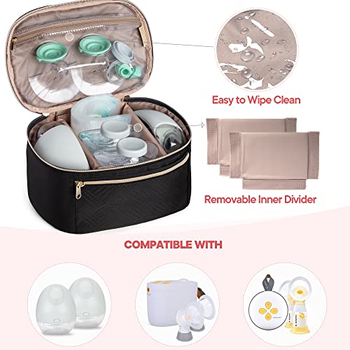 Fasrom Wearable Breast Pump Bag Compatible with Elvie, Willow Pumps and Medela Pump in Style, Portable Carrying Case with Waterproof Mat for Working Moms Travel, Black (Patent Design)