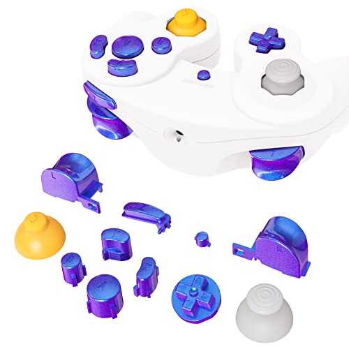 eXtremeRate Chameleon Purple Blue Repair ABXY D-pad Z L R Keys for Nintendo GameCube Controller, DIY Replacement Full Set Buttons Thumbsticks for Nintendo GameCube Controller - Controller NOT Included