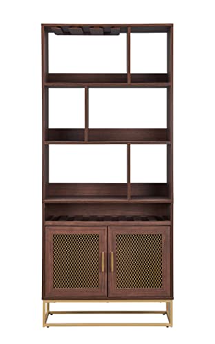 Home Source Contemporary Home Bar Shelf Walnut