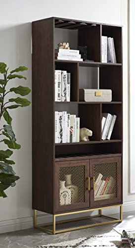 Home Source Contemporary Home Bar Shelf Walnut