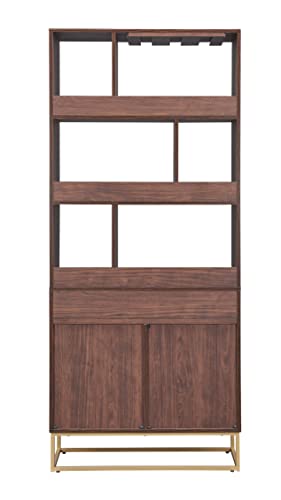 Home Source Contemporary Home Bar Shelf Walnut