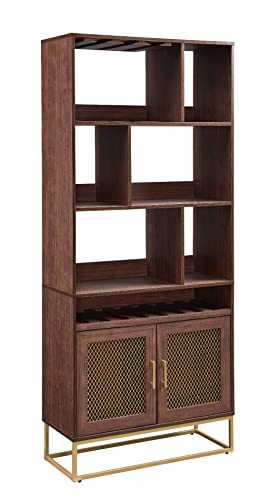 Home Source Contemporary Home Bar Shelf Walnut