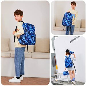 mezhsa Boy School Backpack Elementary Middle Lightning Bookbag Laptop Teenager Waterproof Lightweight 17 Inches (Suit Blue)