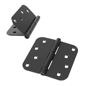 6 pack matte black door hinges,4" x 4" 5/8-inch radius corners door hinges,8-hole door hardware hinge for doors oil rubbed bronze interior and exterior door hinges