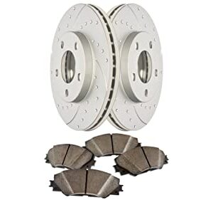 Disc Master MAXJ35064MDS Rear Premium Geomet Coated Drilled and Slotted Brake Rotors and severe Duty Metallic Pads Compatible with/Replacement for S60, S80, V70, XC70