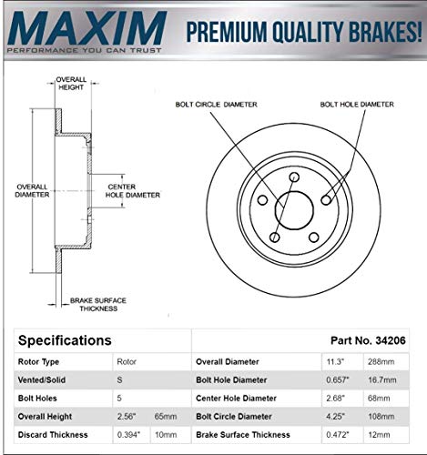 Disc Master MAXJ35064MDS Rear Premium Geomet Coated Drilled and Slotted Brake Rotors and severe Duty Metallic Pads Compatible with/Replacement for S60, S80, V70, XC70