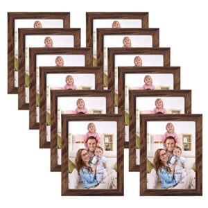 giftgarden 5x7 picture frame brown set of 12, multi rustic walnut wood-color 5 by 7 photo frames bulk for wall or tabletop display