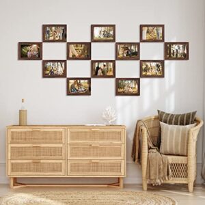 Giftgarden 4x6 Picture Frame Brown Set of 12, Multi Rustic Walnut Wood-Color 4 by 6 Photo Frames Bulk for Wall or Tabletop Display