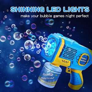 EagleStone 2 Bubble Guns for Toddlers, Automatic Bubble Machine for Kids, Bubble Blower w/ 4 Bottles Bubble Solution Refill & LED Lights, Bubbles Party Favors for Summer Outdoor Toy Birthday Gifts