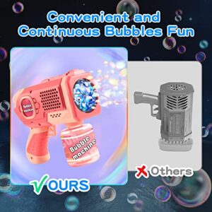 EagleStone 2 Bubble Guns for Toddlers, Automatic Bubble Machine for Kids, Bubble Blower w/ 4 Bottles Bubble Solution Refill & LED Lights, Bubbles Party Favors for Summer Outdoor Toy Birthday Gifts