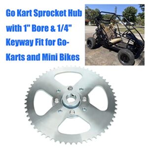 YOXUFA Go Kart Sprocket Hub 1"Bore 1/4 Keyway Hardware Kit with 40/41/420 Chain 60T Rear Drive Sprocket for Predator 212cc 196cc 6.5hp Go Kart Mini Bike Drift Trike Heavy Duty Dune Buggies Parts