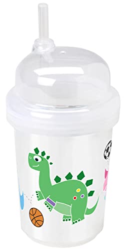 nuSpin Kids 8 oz Zoomi Straw Sippy Cup, Sports Dinosaurs Style