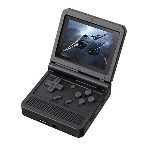 V90 Handheld Retro Clamshell Console with Collapsible Open Source Linux 3-inch IPS Screen Arcade Console Built-in Rechargeable Battery Portable flip Handheld Console System Black 64GB