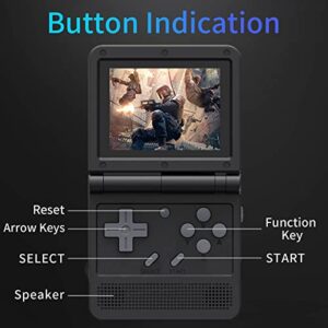 V90 Handheld Retro Clamshell Console with Collapsible Open Source Linux 3-inch IPS Screen Arcade Console Built-in Rechargeable Battery Portable flip Handheld Console System Black 64GB