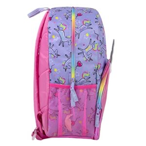 Emma & Chloe Waterproof Holographic Rainbow Unicorn Backpack with Horn for Girls for Elementary, Middle School (Starlight Twinkle Berry)