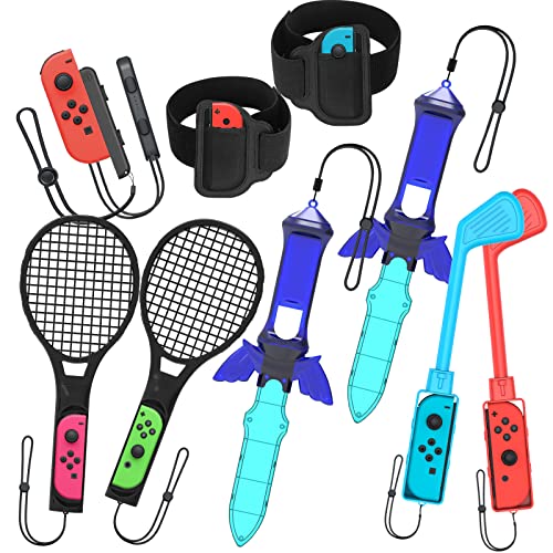 Numskull Nintendo Switch Sports Pack Mega Bundle - Designed For OLED Lite Console Users - Golf Clubs, Arm Bands, Rackets And More - Gamer Controller Accessory