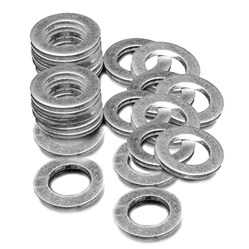 cueclue 12PCS Oil Drain Port Sealing Gasket Washer, Aluminum Engine Oil Drain Plug Sealing Gasket, 14mm Replacement for Honda/Acura, OEM 94109-14000, Fits Most Popular Models 1973-2022 (Silver)