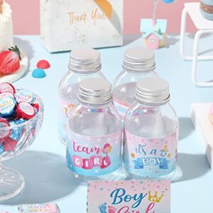 39 Pieces Baby Gender Reveal Water Bottle Labels Gender Reveal Party Favors Baby Shower Water Bottle Stickers Wrappers Waterproof He or She Baby Shower Labels for Baby Gender Reveal Party Decoration