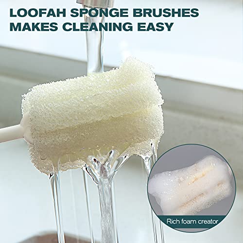 BEDELITE Water Baby Bottle Brush Cleaner, Long Handle Sponge Cleaning Brush, Bottle Cleaner Brush with Straw Cleaner for Washing Baby Bottles, Glasswares, Narrow Cup, Beige, 1 Pack