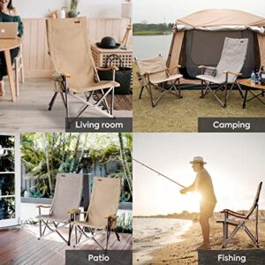 ICECO Hi1600 Folding Camping Chairs for Outside, High-Back Heavy Duty Camping Chair for Adults, Portable Chairs with Shoulder Strap for Outside, Patio, Living Room, 600 LBS, 10 Year Warranty