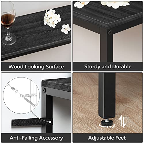 MAHANCRIS Console Table with Power Outlet, 63" Narrow Sofa Table, Industrial Entryway Table with USB Ports, Behind Couch Table for Entryway, Hallway, Foyer, Living Room, Bedroom, Black CTHB16E01