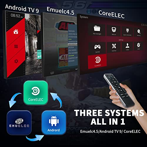 Retro Game Console Built-in 45718 Classic Games, Video Game Console Plug and Play for TV, EmuELEC 4.6 Game System and Android TV 9, 75 Emulator Console, S922X Chip