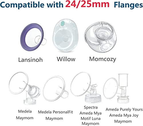 Flange Inserts Compatible with Momcozy S12Pro S9Pro / Medela/Willow Wearable Breast Pump,Suitable Spectra S1/S2, Reduce 24mm Shield/Flange Nipple Tunnel Down to 19/21mm, 4pcs