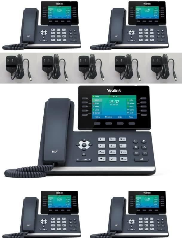 Yealink T54W IP Phone [5 Pack] - Power Adapters Included