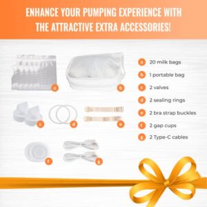 EZBREZ 2023 Upgraded Wearable Breast Pump, 3 Modes 9 Levels, Strong Pumping, Smart Alarms, Auto 30 Min Shut Off, 22mm, 2 Pack