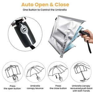 Prospo UPF 50+ UV Block Sun Protection Umbrella Large Compact Folding Travel Umbrella 46 Inch Auto Open Close Rain Umbrella for Women Men