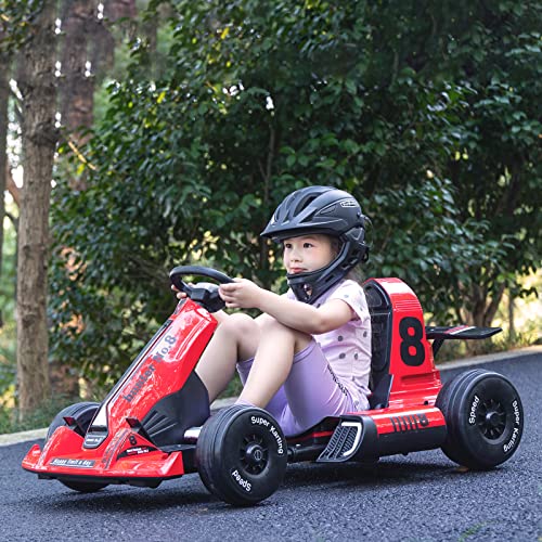 67i Electric Go Kart for Kids 12V Battery Powered Ride On Cars Parent Remote Control for Boys Girls Kids Electric Vehicle Car Electric Kids Go Kart with Safety Belt and Music (RED)