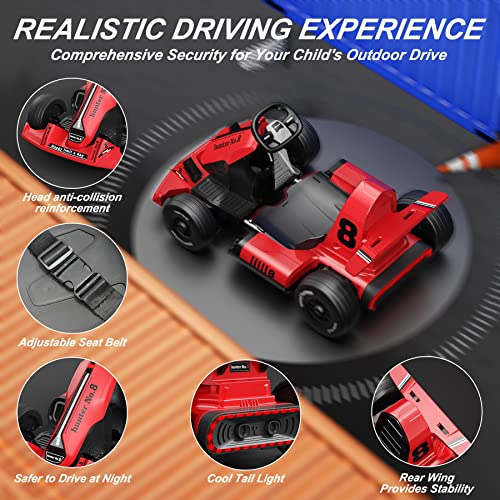 67i Electric Go Kart for Kids 12V Battery Powered Ride On Cars Parent Remote Control for Boys Girls Kids Electric Vehicle Car Electric Kids Go Kart with Safety Belt and Music (RED)