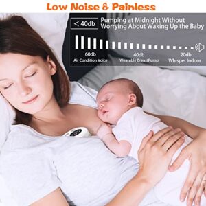 Wearable Breast Pump,Hands Free Breast Pump with LCD Display, 2 Modes & 9 Levels of Suction, Memory Function, Painless,Low Noise Rechargeable Wireless Breast Pump,24mm Flange