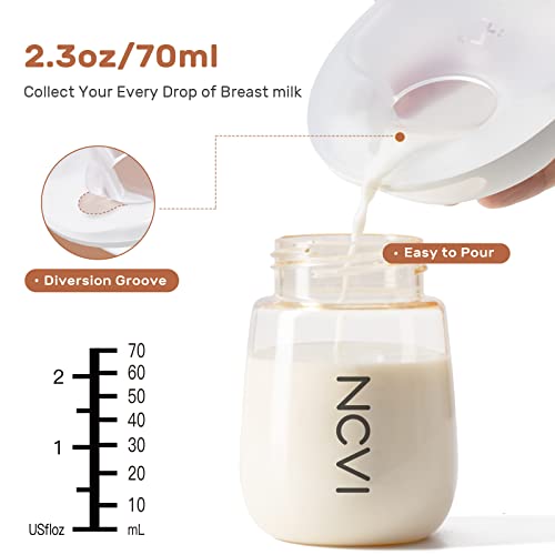 NCVI Breast Milk Collector, Milk Catcher, Breast Shells Protect Sore Nipples for Breastfeeding, Reusable Breastmilk Saver, Wearable Nursing Cups, Letdown Catch Discreet, BPA Free, 2.3oz/70ml, 1PIC