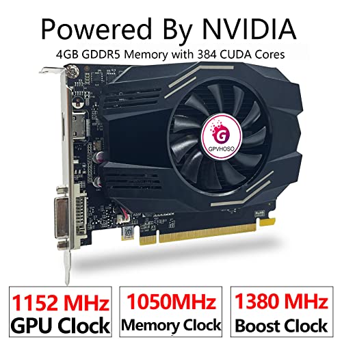 GPVHOSO GeForce GT 1030 4GB GDDR4 Video Graphics Card GPU Single Fan Cooling SystemHDMI/DVI-D, DirectX 12, GPU Boost 3.0, Computer Gaming Video Card, Desktop GPU, Support 4K,SingleFan Cooling System