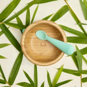 Munchkin® Bambou™ Suction Bowl and Silicone Spoon for Babies and Toddlers, Non-Toxic Bamboo