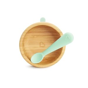 Munchkin® Bambou™ Suction Bowl and Silicone Spoon for Babies and Toddlers, Non-Toxic Bamboo