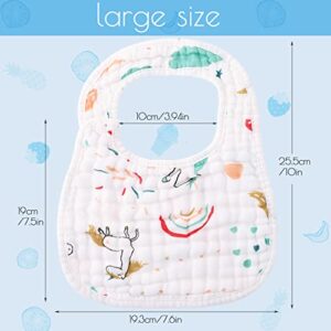 HOPMORED 6Pcs Snap Muslin Bibs,Muslin Cotton Bibs for Baby,Adjustable Snap Bibs,8 Absorbent Layers Soft Baby Bibs for Infants Newborns Babys Toddlers (Animal-pattern)