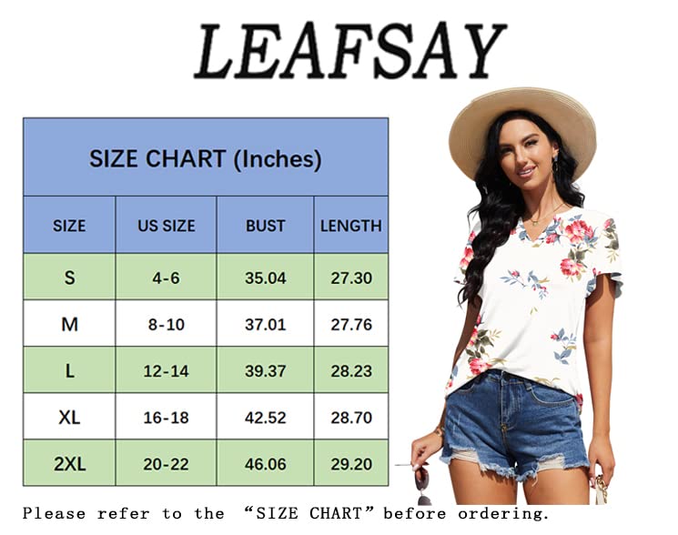 Leafsay Womens Summer Tops V Neck Ruffle Short Sleeve Tshirts Casual Tunic Tops Business Blouses for Women Navy Blue