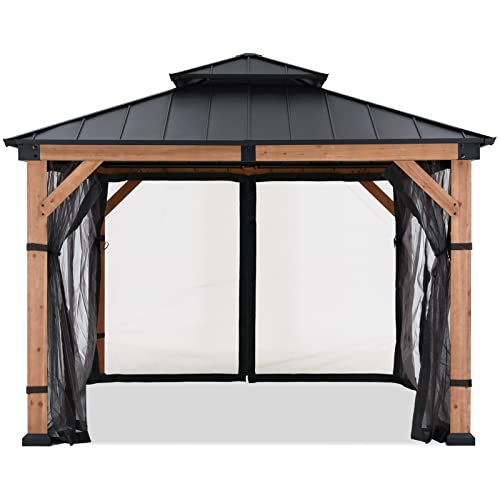 ABCCANOPY Gazebo Netting Replacement 10x10 - Universal Mosquito Netting for Gazebo and Pergolas Outdoor Mesh Netting Screen 4-Panel Sidewall Curtain with Double-Side Zippers (Black)